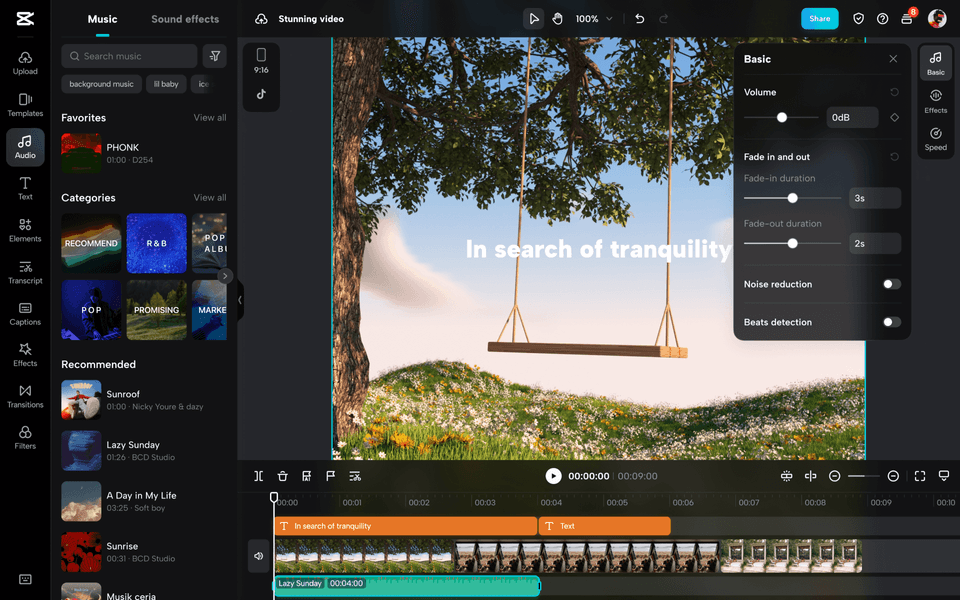CapCut creative suite for video editing, graphic design, and more