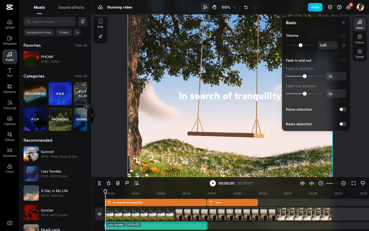 CapCut creative suite for video editing, graphic design, and more